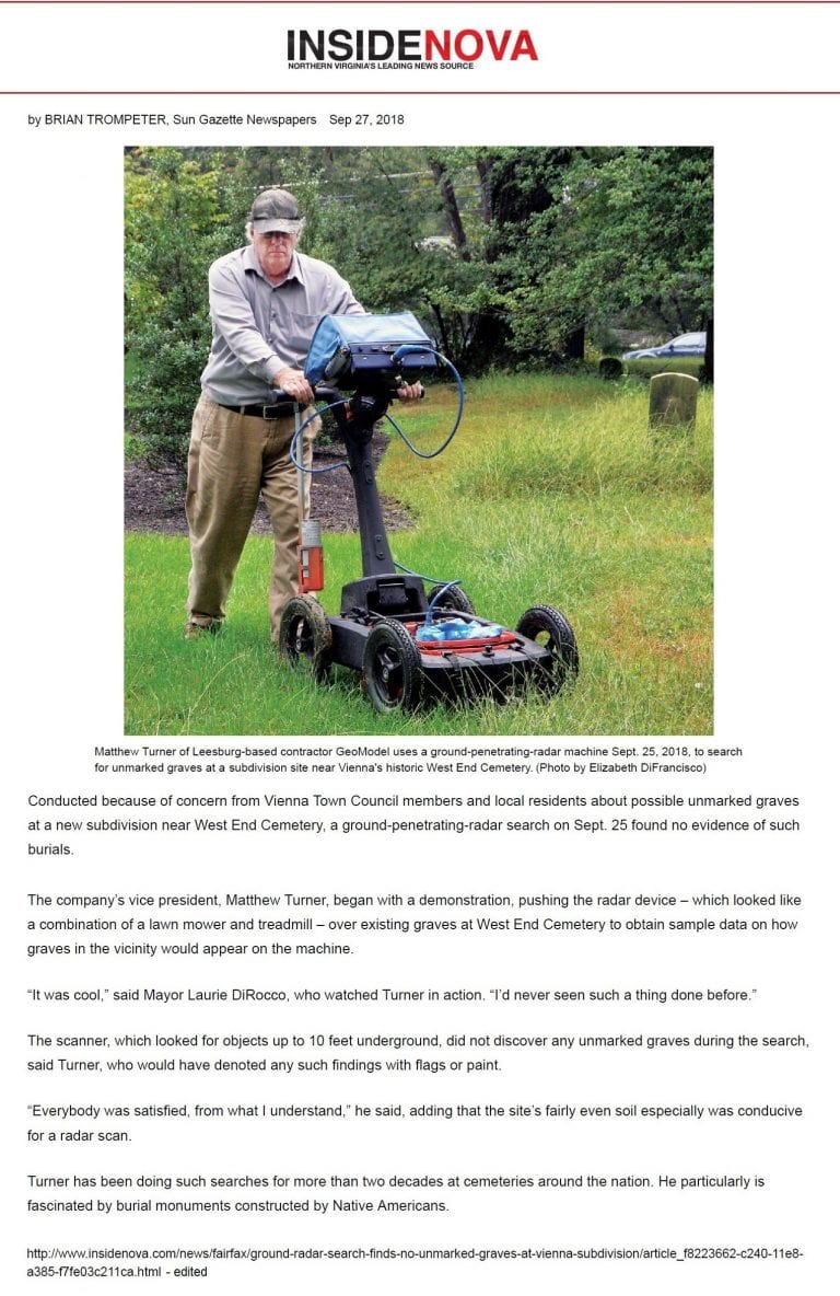 Cemetery Mapping and Grave Mapping Ground Radar Services – GeoModel